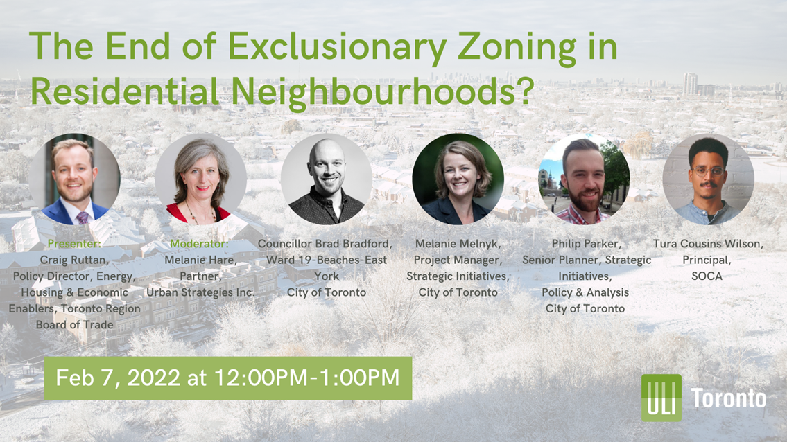 ULI Toronto: The End of Exclusionary Zoning in Residential ...